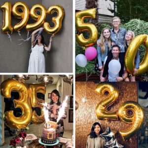 Lovoir 40 Inch Large Gold Number 5 Balloon Extra Big Size Jumbo Digit Mylar Foil Helium Balloons for Birthday Party Celebration Decorations Graduations Anniversary Baby Shower Engagement Photo Shoot