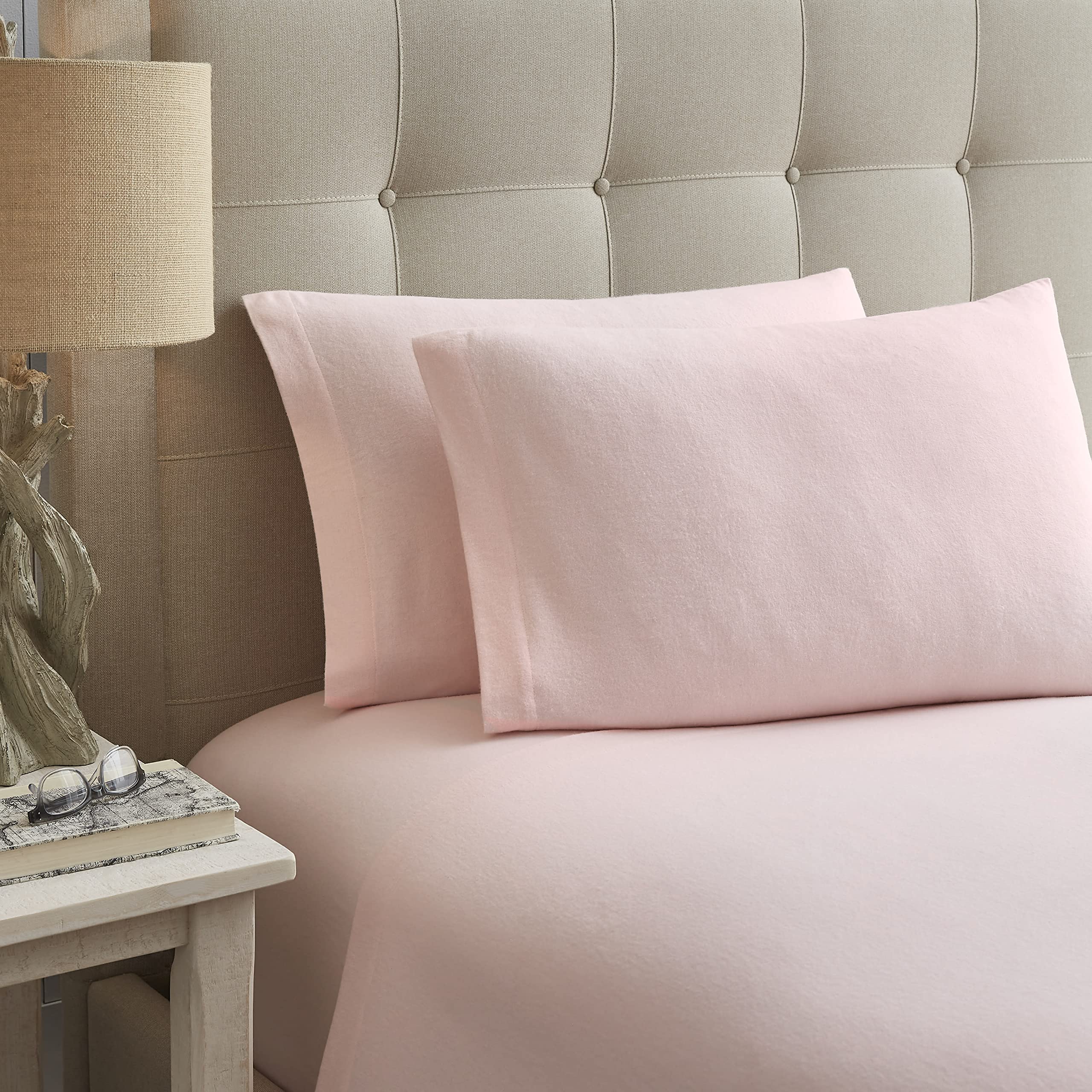 Laura Ashley - Twin Sheet Set, Cotton Flannel Bedding, Brushed for Extra Softness & Comfort (Bright Blush, Twin)