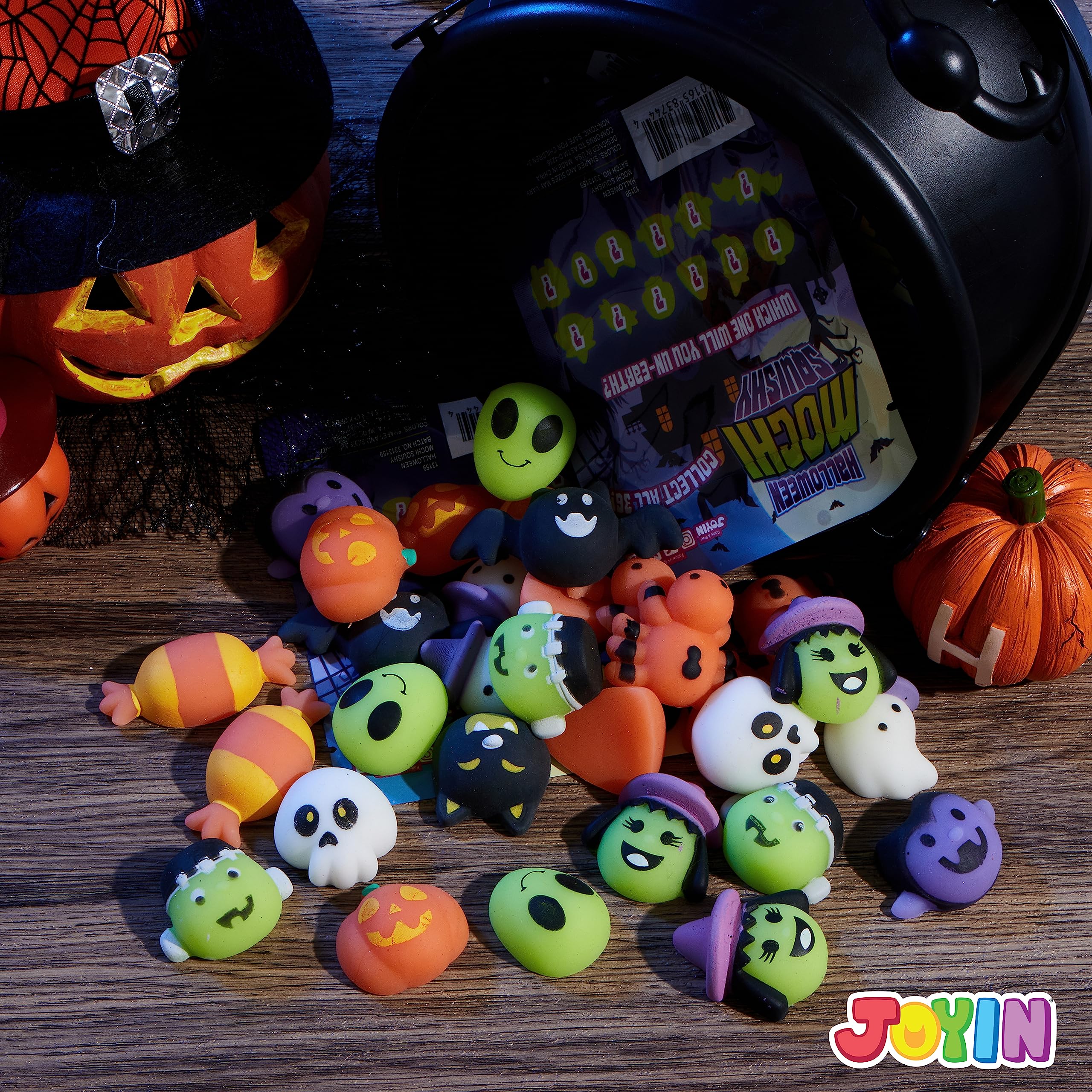 JOYIN 36 Pcs Halloween Mochi Squishy Toy in Blind Bags with 12 Halloween Characters for Stress Relief, Halloween Mystery Toy Surprise Bag for Kids Halloween Party Favors, Halloween Goodie Fillers