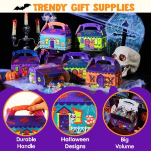 JOYIN 32 Pcs Halloween Trick or Treat Candy Boxes (5.6"x5.66"x3.5"), 3D Halloween House Cardboard Treat Boxes, Cupcake Cookie Goodie Boxs for Halloween Party Favor Supplies