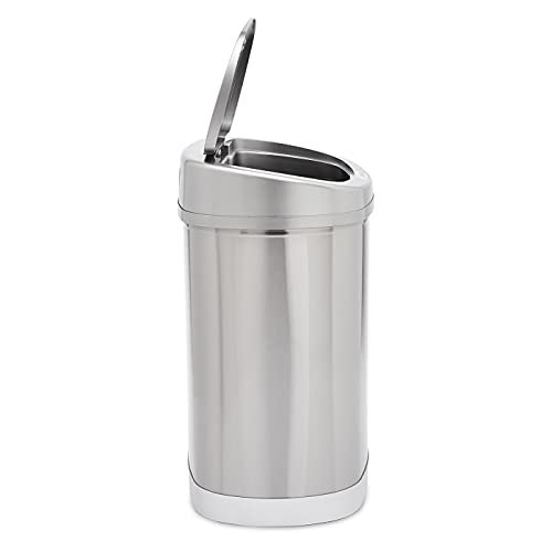 Amazon Basics Automatic Hands-Free Stainless Steel Rectangular Trash Can, 30 Liters, 2 Bins