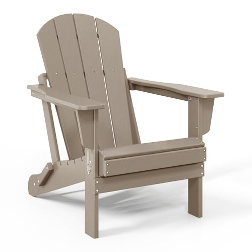 WestinTrends Outdoor Adirondack Chair, Plastic Fire Pit Chair, Weather Resistant Folding Patio Lawn Chair for Outside Deck Garden Backyard Balcony, Weather Wood