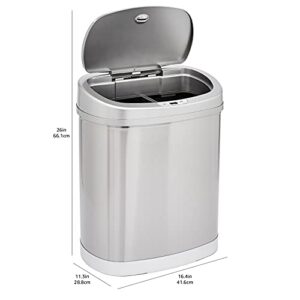 Amazon Basics Automatic Hands-Free Stainless Steel Rectangular Trash Can, 30 Liters, 2 Bins