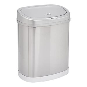 amazon basics automatic hands-free stainless steel rectangular trash can, 30 liters, 2 bins