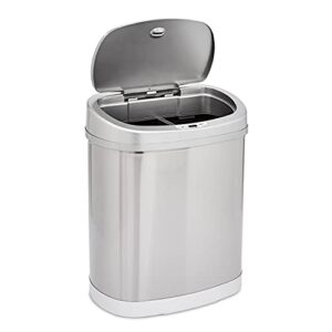 Amazon Basics Automatic Hands-Free Stainless Steel Rectangular Trash Can, 30 Liters, 2 Bins