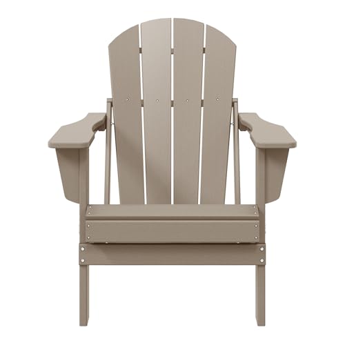 WestinTrends Outdoor Adirondack Chair, Plastic Fire Pit Chair, Weather Resistant Folding Patio Lawn Chair for Outside Deck Garden Backyard Balcony, Weather Wood