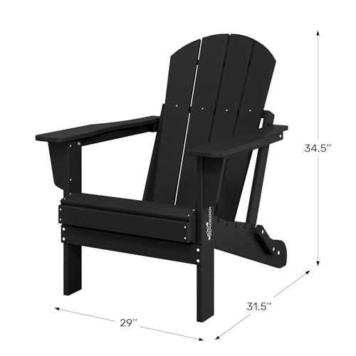 WestinTrends Outdoor Adirondack Chair, Plastic Fire Pit Chair, Weather Resistant Folding Patio Lawn Chair for Outside Deck Garden Backyard Balcony, Weather Wood