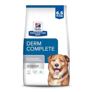 hill's prescription diet derm complete skin & food sensitivities dry dog food, veterinary diet, 6.5 lb. bag