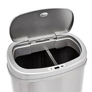 Amazon Basics Automatic Hands-Free Stainless Steel Rectangular Trash Can, 30 Liters, 2 Bins