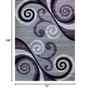 Masada Rugs, Stephanie Collection Area Rug Modern Contemporary Design 1100 Purple Grey White Black (6 Feet X 9 Feet)