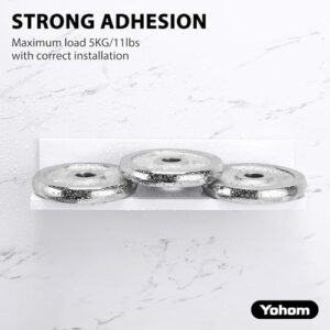 YOHOM Adhesive White Floating Shelves Bathroom Wall Organizer Shower Caddy No Drilling Display Ledge Shelf Rack for Home Decor 2PCS