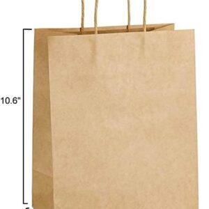 HSMOK 100PCS 7.8x4.3x10.6 Kraft Paper Bags with Handles for Wedding Party Craft Retail Packaging Recycled Twist handles Gift Bag (Brown,100)