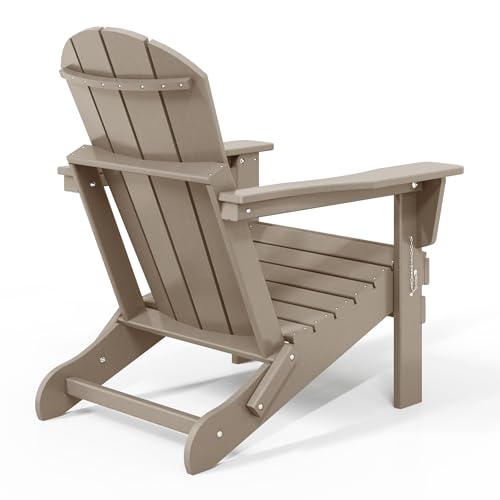 WestinTrends Outdoor Adirondack Chair, Plastic Fire Pit Chair, Weather Resistant Folding Patio Lawn Chair for Outside Deck Garden Backyard Balcony, Weather Wood