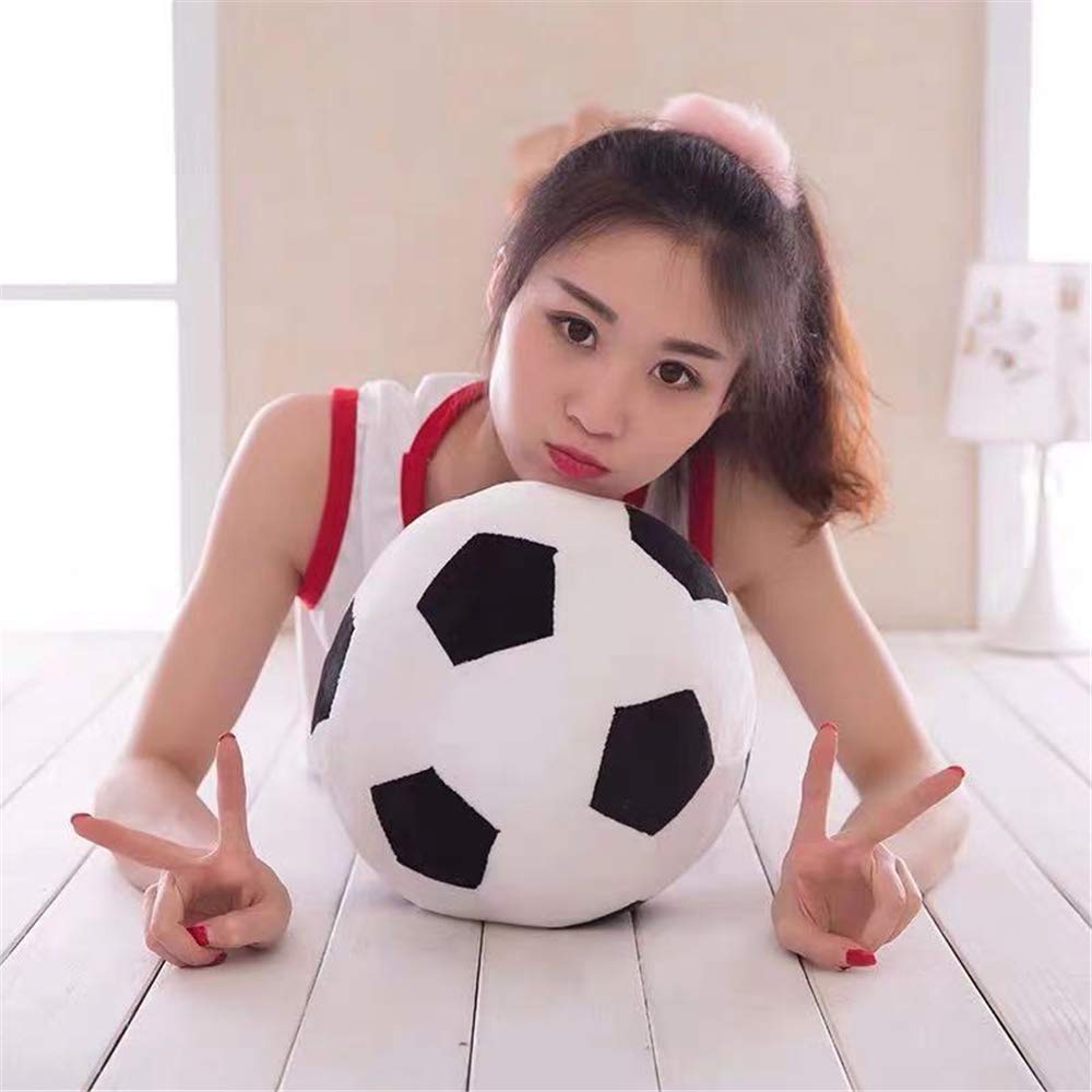 AOQI Fluffy Stuffed Toy Soccer Ball Plush Pillow Soft Durable Stuff Soccerball Gift for Kids Boy Baby (Black -White,7.8inch/20cm)