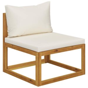 vidaxl sectional middle sofa - modular acacia wood design, cream white cushion - comfortable outdoor seating solution, perfect for garden, patio, and lounge set configuration