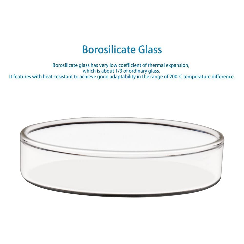 stonylab 10pk Glass Petri Dishes, 75x15 mm Autoclavable Borosilicate Glass Cell Culture Dishes Petri Dishes with Clear Lid for Laboratory