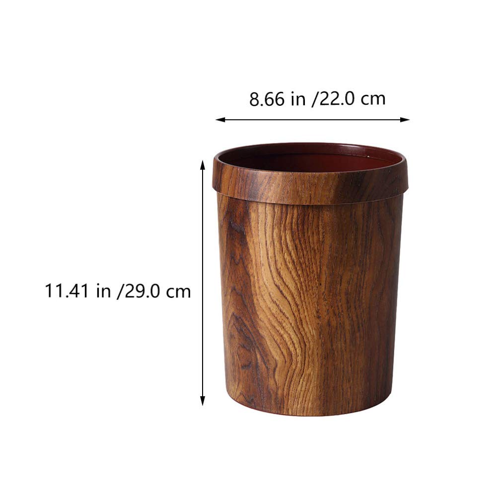 BESPORTBLE Small Trash Bin 1Pc Plastic Wastebasket Trash Can, Imitated Wood Trash Can, Woodgraining Container Vintage Trash Can for Bedroom Bathroom, Office (Light Brown 29 x 22cm) Wastebasket