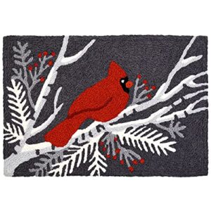 jellybean modern indoor/outdoor mat home comfort rugs 20"x 30" rectangle cardinal on gray