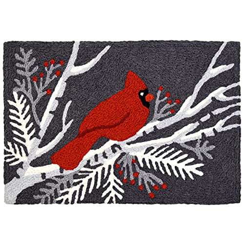 Jellybean Modern Indoor/Outdoor Mat Home Comfort Rugs 20"X 30" Rectangle Cardinal On Gray