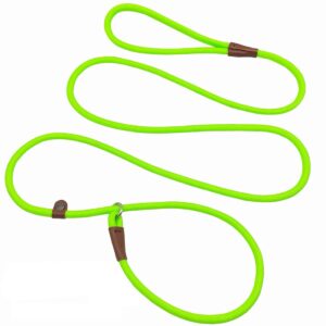 maypaw slip lead control leash for dogs no pull, 13+ colors classic dog leash 7 ft pet slip leash, 1/4” rope leash for small medium animals (7ft*1/4", green)