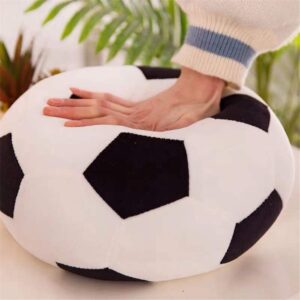 AOQI Fluffy Stuffed Toy Soccer Ball Plush Pillow Soft Durable Stuff Soccerball Gift for Kids Boy Baby (Black -White,7.8inch/20cm)