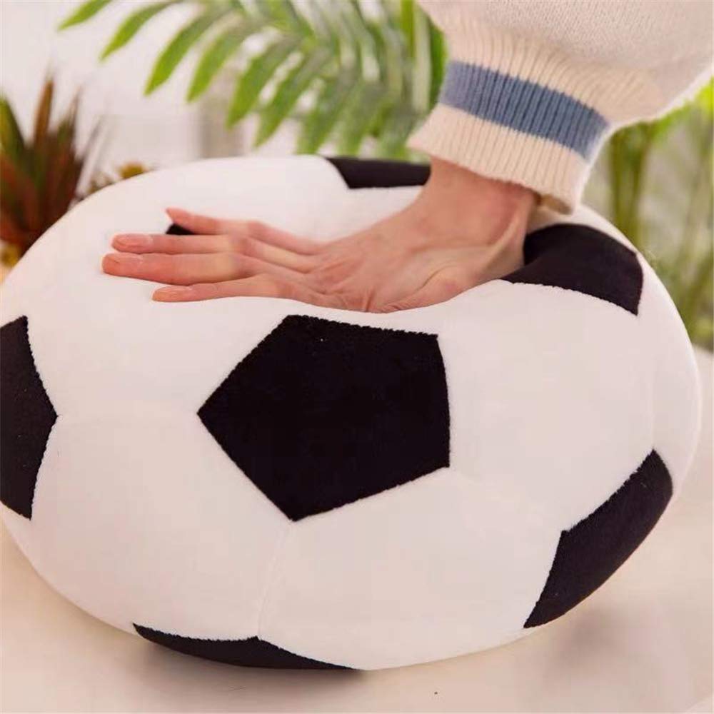 AOQI Fluffy Stuffed Toy Soccer Ball Plush Pillow Soft Durable Stuff Soccerball Gift for Kids Boy Baby (Black -White,7.8inch/20cm)