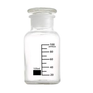 iplusmile reagent bottle apothecary jar, glass wide mouth reagent bottle 125ml capacity laboratory chemistry sample glass bottle with glass stopper and scale for lab and kitchen