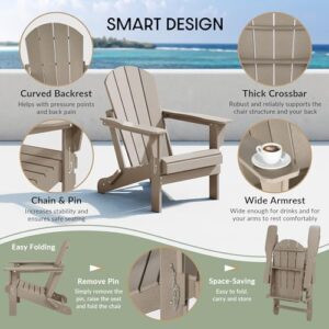 WestinTrends Outdoor Adirondack Chair, Plastic Fire Pit Chair, Weather Resistant Folding Patio Lawn Chair for Outside Deck Garden Backyard Balcony, Weather Wood