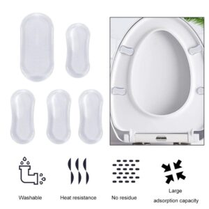 Denpetec Toilet Seat Bumper Replacement Kit for Bidet, Universal and Strong Adhesive, 5 Pieces Clear Toilet Seat Bumpers Pads for Use with Bidets Stick On for Home and Hotel