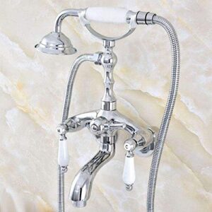 NZDY Faucet Polished Chrome Wall Mount Clawfoot Bathroom Tub Faucet Hand Shower Bathtub Mixer Tap Set