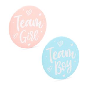 Sparkle and Bash Baby Gender Reveal Party Favors, Team Boy and Girl Button Pins, Bead Necklaces (48 Pieces)