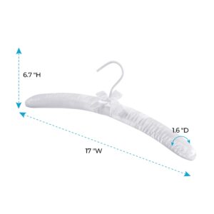 JS HANGER Padded Hanger for Sweaters - 17 Inch Extra Large Heavy Duty Satin Covered Coat Hangers No Shoulder Bump for Women Clothes, Sweaters, Dresses, Clothing, Weddings, Lingerie Pack of 10, White