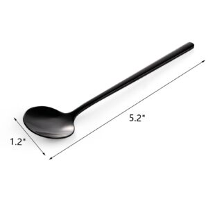 Dicunoy 12 Pack Black Espresso Spoons, 18/10 Stainless Steel Mini Coffee Teaspoons, 5 Inch Small Round Spoon for Tea, Sugar, Dessert, Cake, Ice Cream, Antipasto, Cappuccino