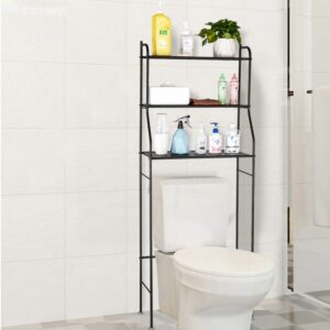 Volowoo 3-Tier Toilet Bathroom Rack,Toilet Storage Rack, Over-The-Toilet Bathroom Spacesaver - Steel and Easy to Assemble (Black)