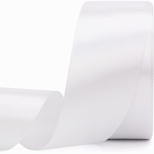 nsilu 25 yards 1-1/2 inches wide satin ribbon suitable for wedding, party and gift box packaging ribbon (white, 1-1/2")