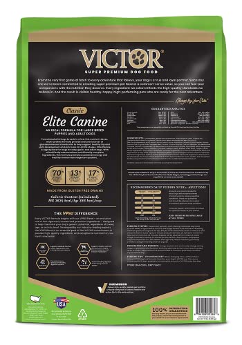 Victor Super Premium Dog Food – Elite Canine Dry Dog Food – 25% Protein, Gluten Free - for Large Breed Dogs & Puppies, 15lbs