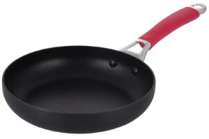 eppmo nonstick fry pan, hard anodized open small skillet with stay cool silicone handle, 8 inch