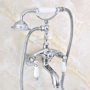 nzdy faucet polished chrome wall mount clawfoot bathroom tub faucet hand shower bathtub mixer tap set