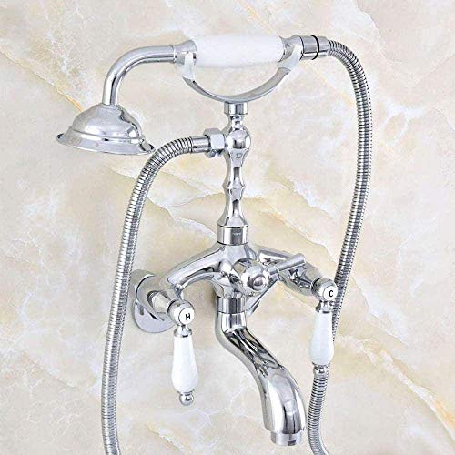 NZDY Faucet Polished Chrome Wall Mount Clawfoot Bathroom Tub Faucet Hand Shower Bathtub Mixer Tap Set