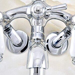 NZDY Faucet Polished Chrome Wall Mount Clawfoot Bathroom Tub Faucet Hand Shower Bathtub Mixer Tap Set