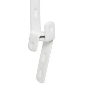 ZZHXSM 2 PCS White Bed Ladder Hooks Utility Hooks Bunk J Hooks Metal PVC Coated Hooks with 4 Mounting Screws for Bed Decoration Tool, 92mm