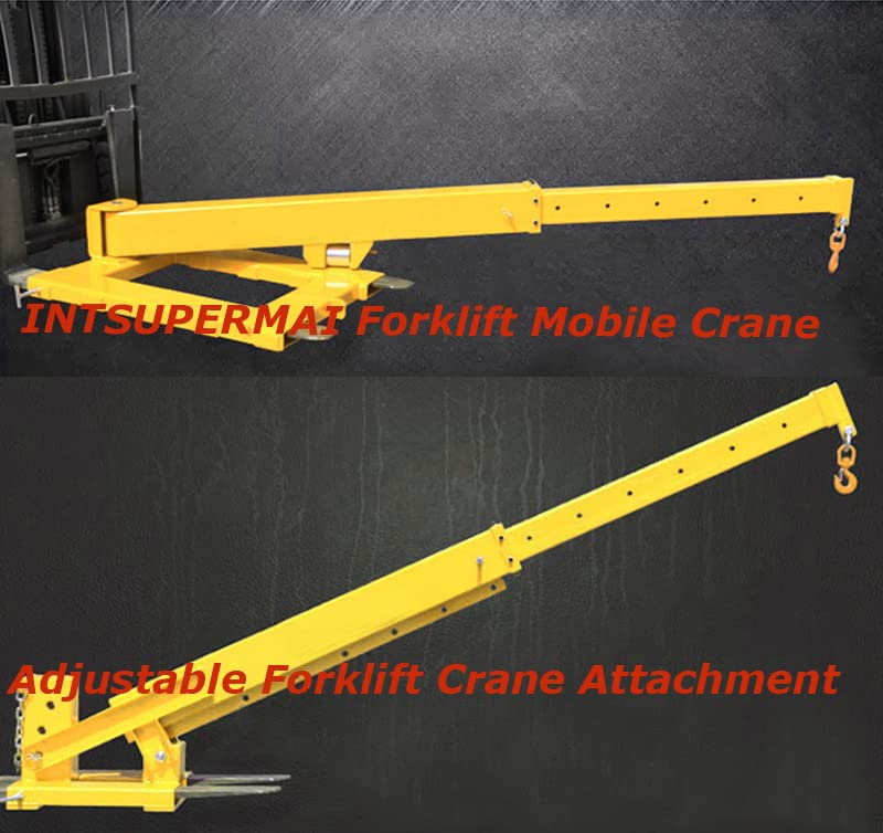 INTSUPERMAI Forklift Mobile Crane Adjustable Forklift Crane Attachment with Truss Hoist Jib Boom Hook for Extension Attachment Equipment 2 Ton / 4400 LB