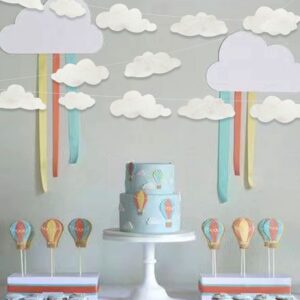 Cloud Party Decoration Kit Garland White Pink Marble Paper Cutouts Streamer Supply Hanging Banner for Birthday Baby Shower Graduation Wedding Under The Sea Kids Room Nursery Backlgroud (Beige Marble)