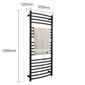 Bathroom Electric Towel Warmer, Intelligent 20-Bar Wall Mounted Heated Towel Rack, Modern 304 Stainless Steel Heated Towel Rail with On/Off Switch, 173W,Black,Hardwired