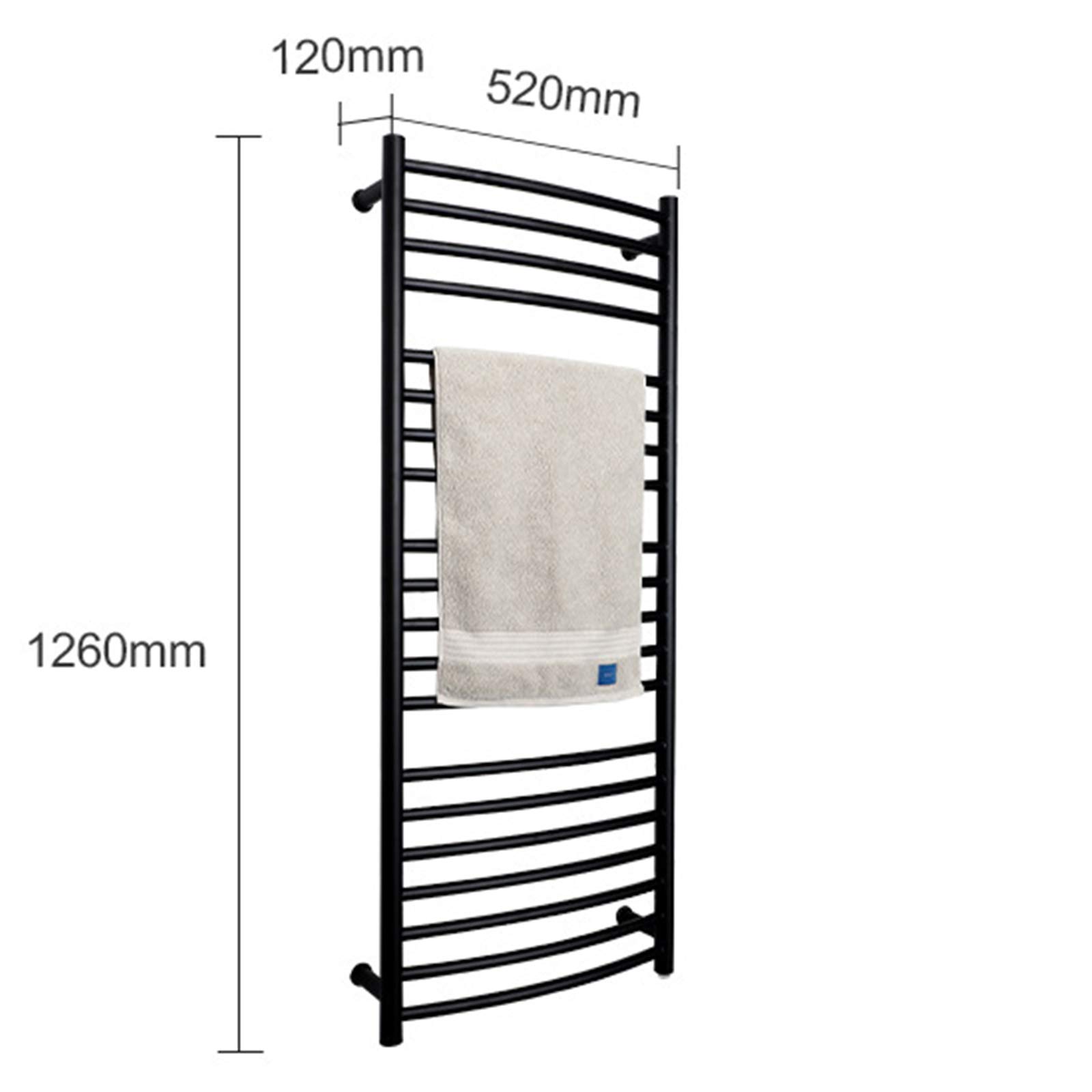 Bathroom Electric Towel Warmer, Intelligent 20-Bar Wall Mounted Heated Towel Rack, Modern 304 Stainless Steel Heated Towel Rail with On/Off Switch, 173W,Black,Hardwired