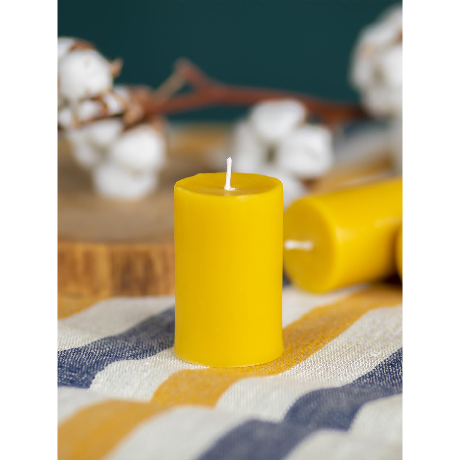 CANDWAX Pure Beeswax Pillar Candles 1.8x3 inch Set of 3 - Yellow 25 Hours Burning Handmade Candles - Smokeless Pure Bees Wax Candles Home Decor Natural Candles