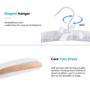 JS HANGER Padded Hanger for Sweaters - 17 Inch Extra Large Heavy Duty Satin Covered Coat Hangers No Shoulder Bump for Women Clothes, Sweaters, Dresses, Clothing, Weddings, Lingerie Pack of 10, White