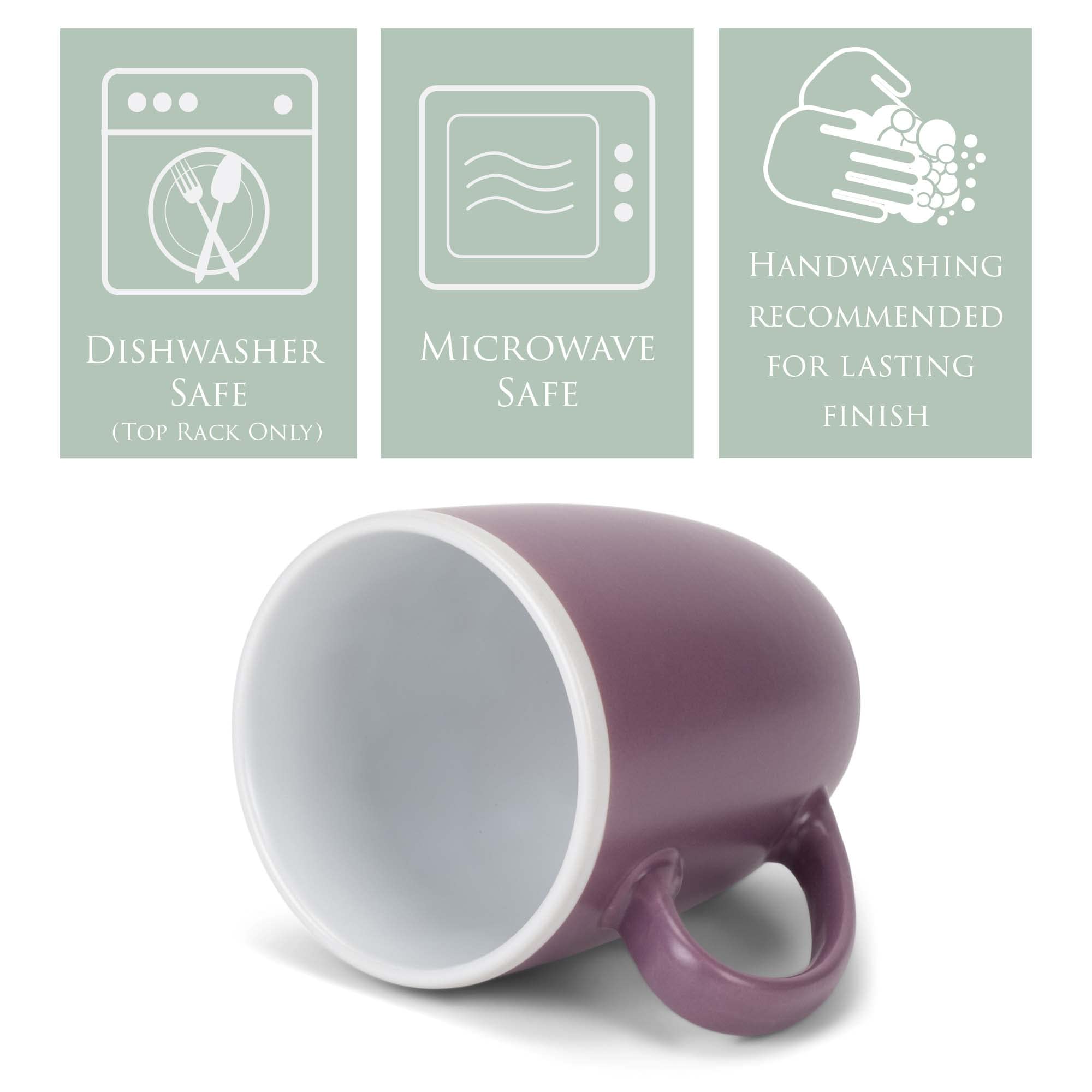 Elanze Designs Solid Color Purple White Interior 16 ounce Matte Ceramic Mugs Matching Set of 4