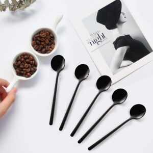 Dicunoy 12 Pack Black Espresso Spoons, 18/10 Stainless Steel Mini Coffee Teaspoons, 5 Inch Small Round Spoon for Tea, Sugar, Dessert, Cake, Ice Cream, Antipasto, Cappuccino