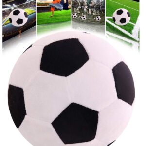 AOQI Fluffy Stuffed Toy Soccer Ball Plush Pillow Soft Durable Stuff Soccerball Gift for Kids Boy Baby (Black -White,7.8inch/20cm)